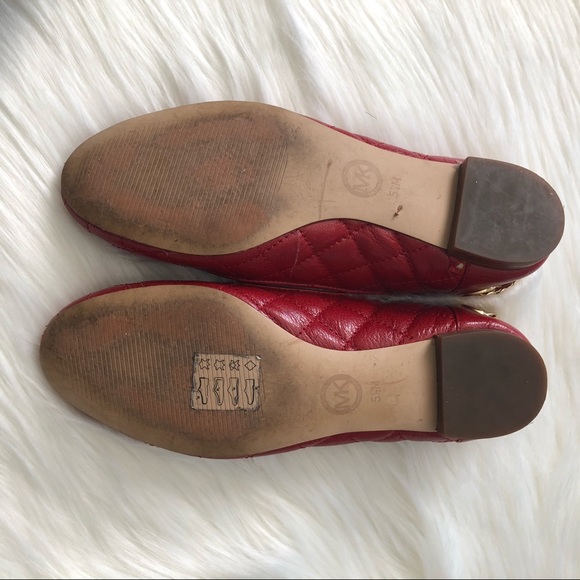Michael Kors | Shoes | Michael Kors Red Flat Shoes With Gold Chain ...